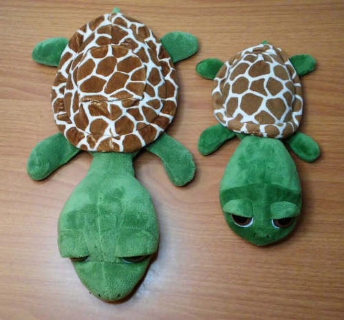 Pair SeaWorld The Petting Zoo Sea Turtle Stuffed Animal Big Eyes Green ...