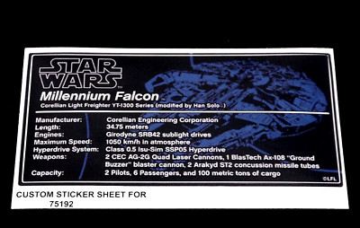 Custom Aufkleber für 75192 Replacement Sticker | eBay