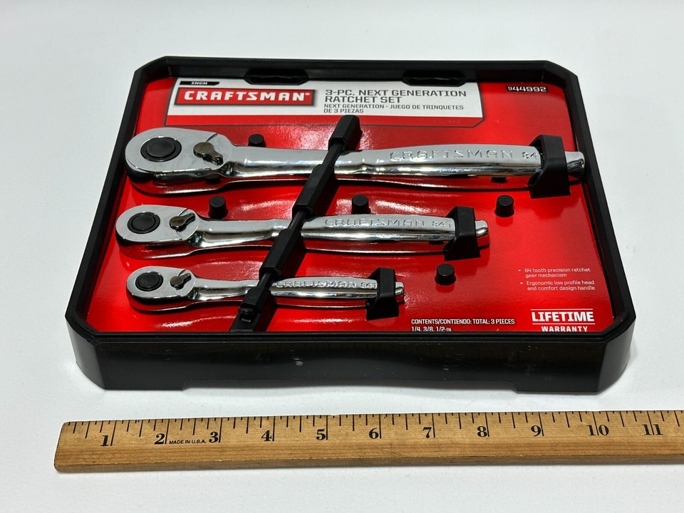NOS Craftsman 44992 3pc Next Generation Thin Profile Ratchet Set, Fully ...