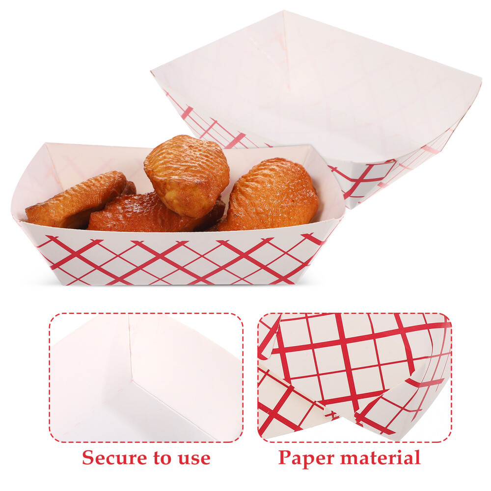 200 Pcs Grid Food Tray Carnival Trays Service Paper Container Hot Dog ...