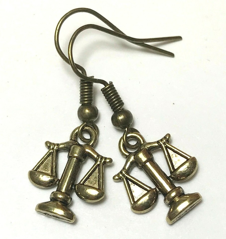 Gold Scales of Justice Law Charm Earrings Libra Zipper Pull Lawyer ...