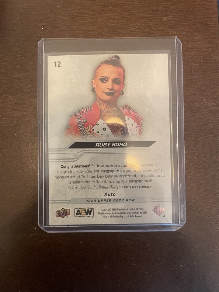 Ruby Soho 2024 AEW Upper Deck Auto All Elite Wrestling #12 Outcasts ...