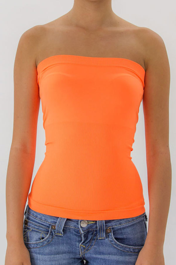 Long Layering Stretch Basic Strapless Solid Seamless Tube Top ONE SIZE ...
