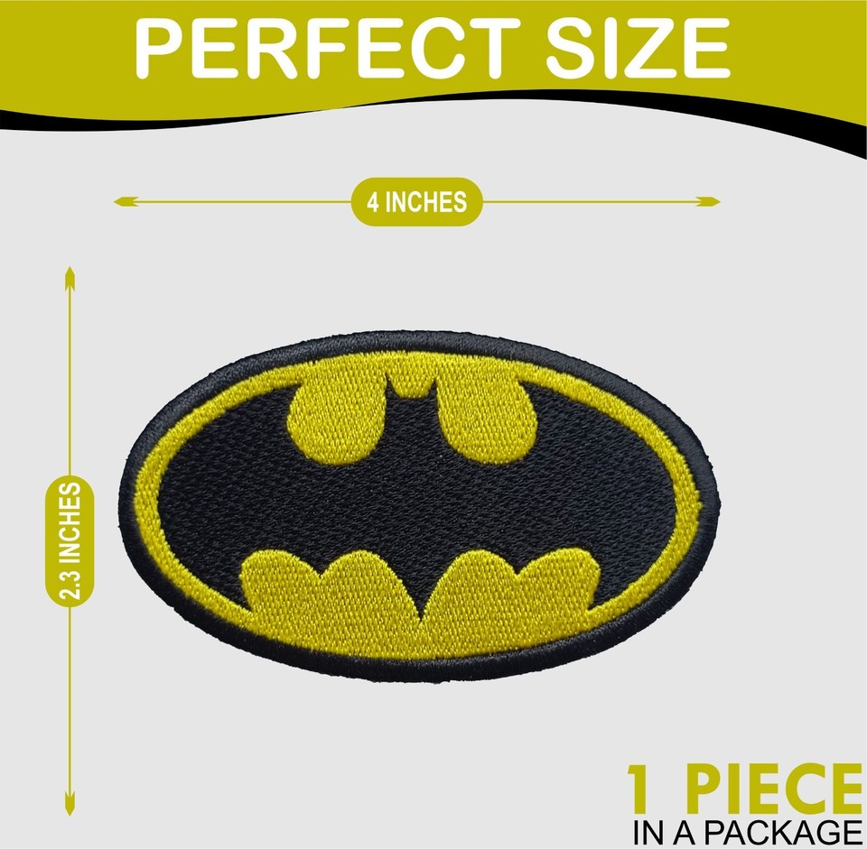 DC Comics Batman Logo Iron On Patch - Sew Patch - Embroidered Patch 4 ...