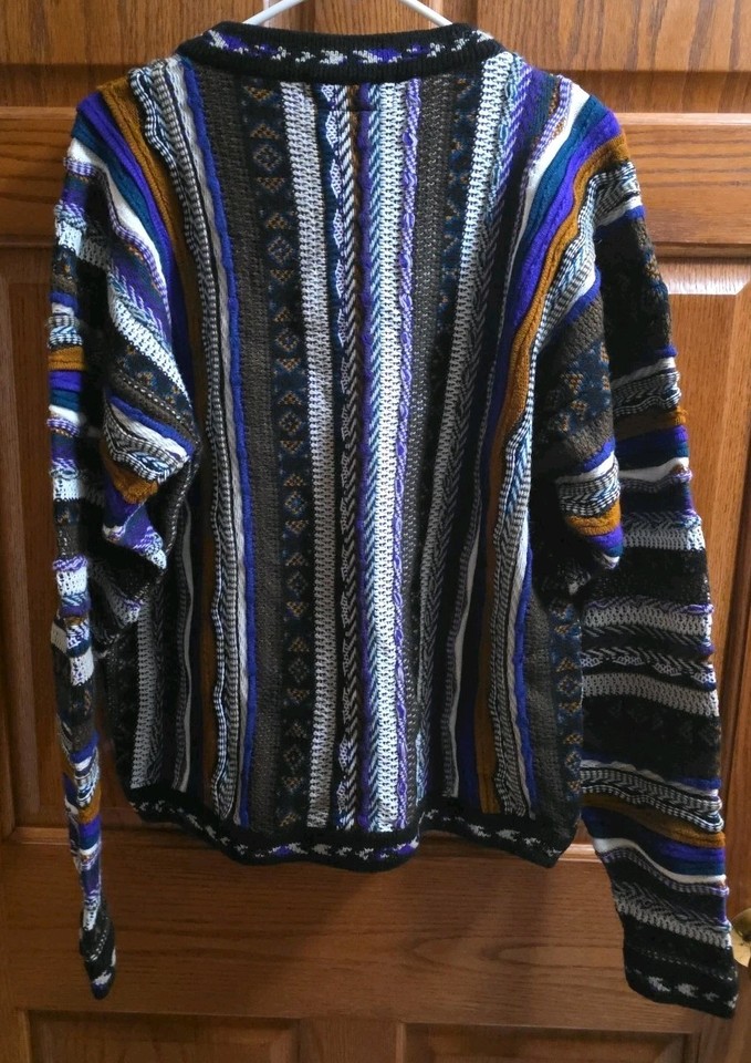 VTG Textured COOGI Style Sweater Adult L Purple 3D Knit Cosby Biggie ...