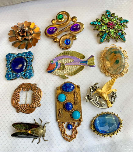 Vtg Brooch Lot Givenchy Jonette Jewelry Faux Gems / Lapis Lazuli Enamel ...
