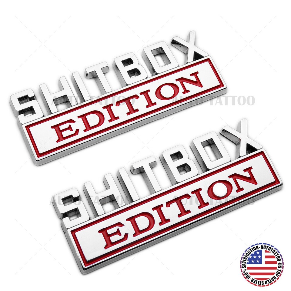 2Pcs ShitBox Edition 3D Car Truck Emblem Funny Badge Sticker Decal ...