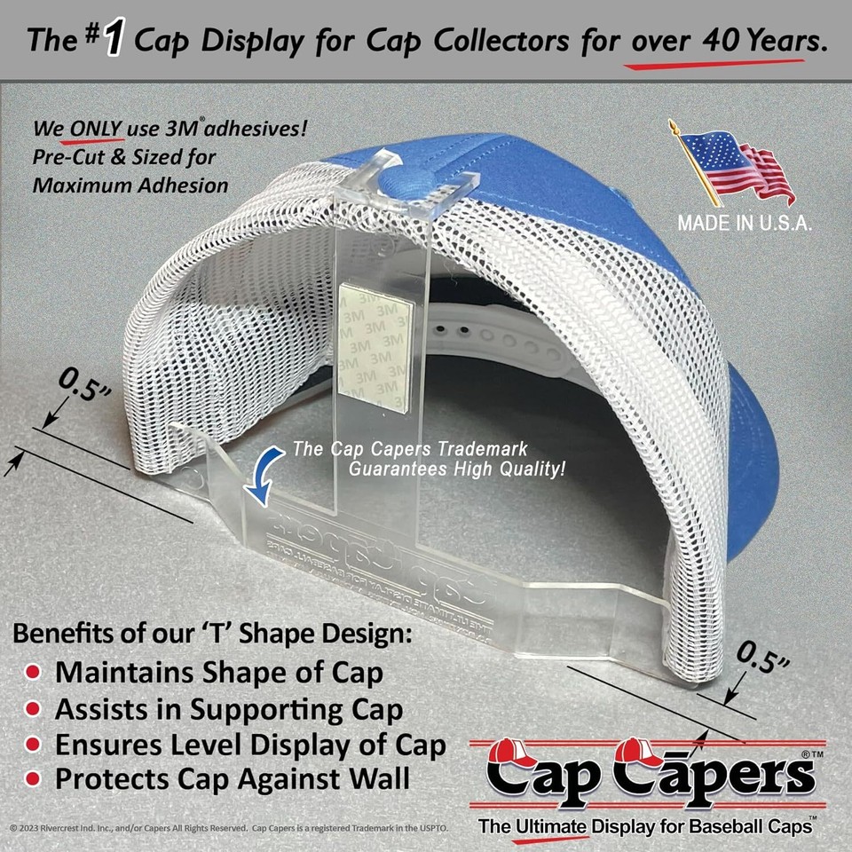 Cap Capers® Baseball Display; Wall Mounted Hat Rack; Translucent | eBay