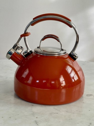 KitchenAid 2 Quart Whistling Tea Kettle Pot Brick Red Enamel | eBay