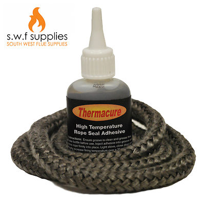 Black Stove/Fire Rope 10mm 2m Length & Glue Kit Woodburner Log Burner ...
