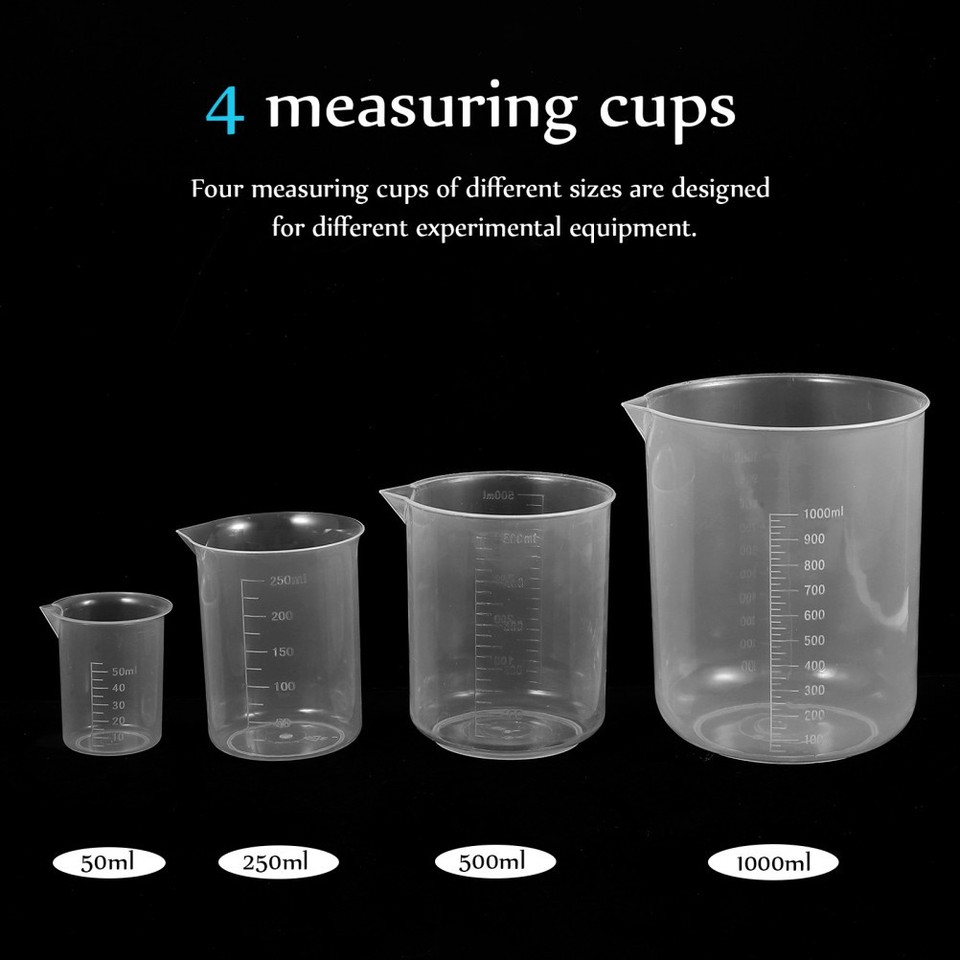 4 Pcs Measuring Beakers Kitchen Cups Set Liquid Measurement Container ...