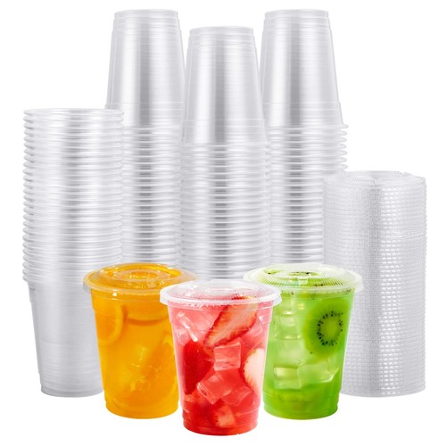200 Pack 12oz Clear Plastic Party Drinking Cups Disposable Ice Cold ...