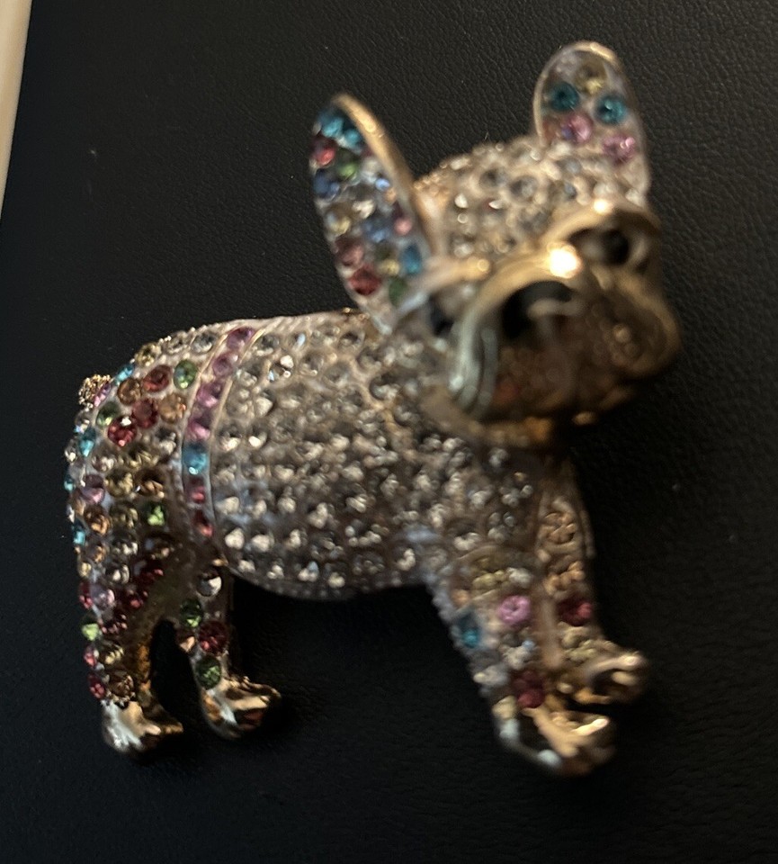 New Cute Color Bulldog Rhinestone Animal Crystal Women Charm Brooch Pin ...