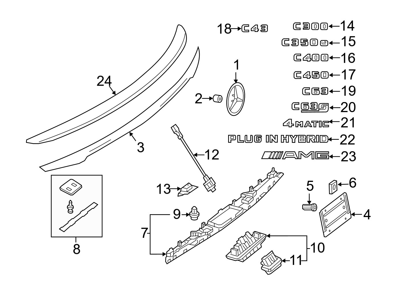 Genuine OEM Deck Lid Emblem for Mercedes 2058179900 | eBay
