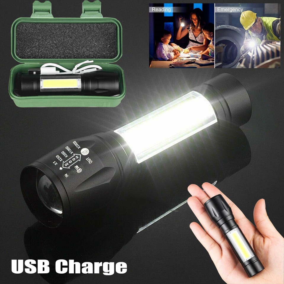 900000LM LED Flashlight Tactical Light Super Bright Torch USB Rechargeable Lamp | eBay