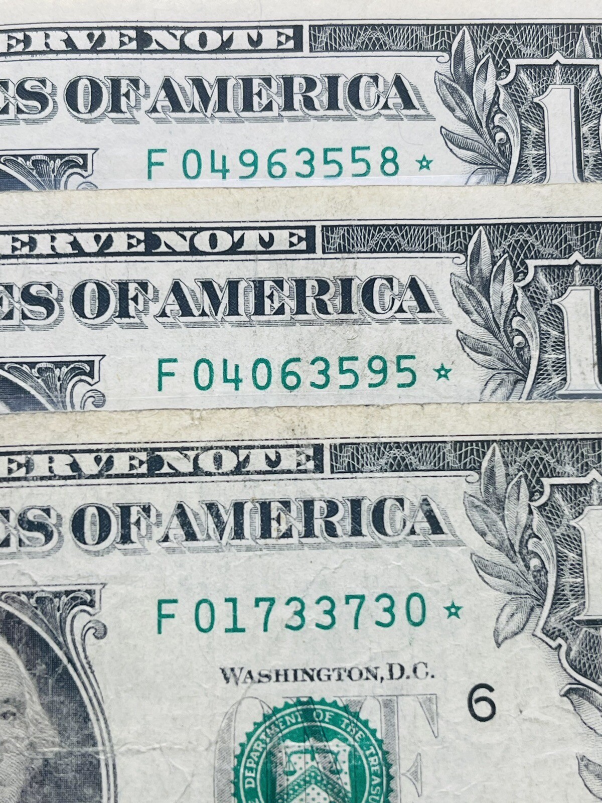 RARE STAR NOTE F SERIES Lots OF 3x One DOLLAR BILL 2013 BANK OF ATLANTA ...