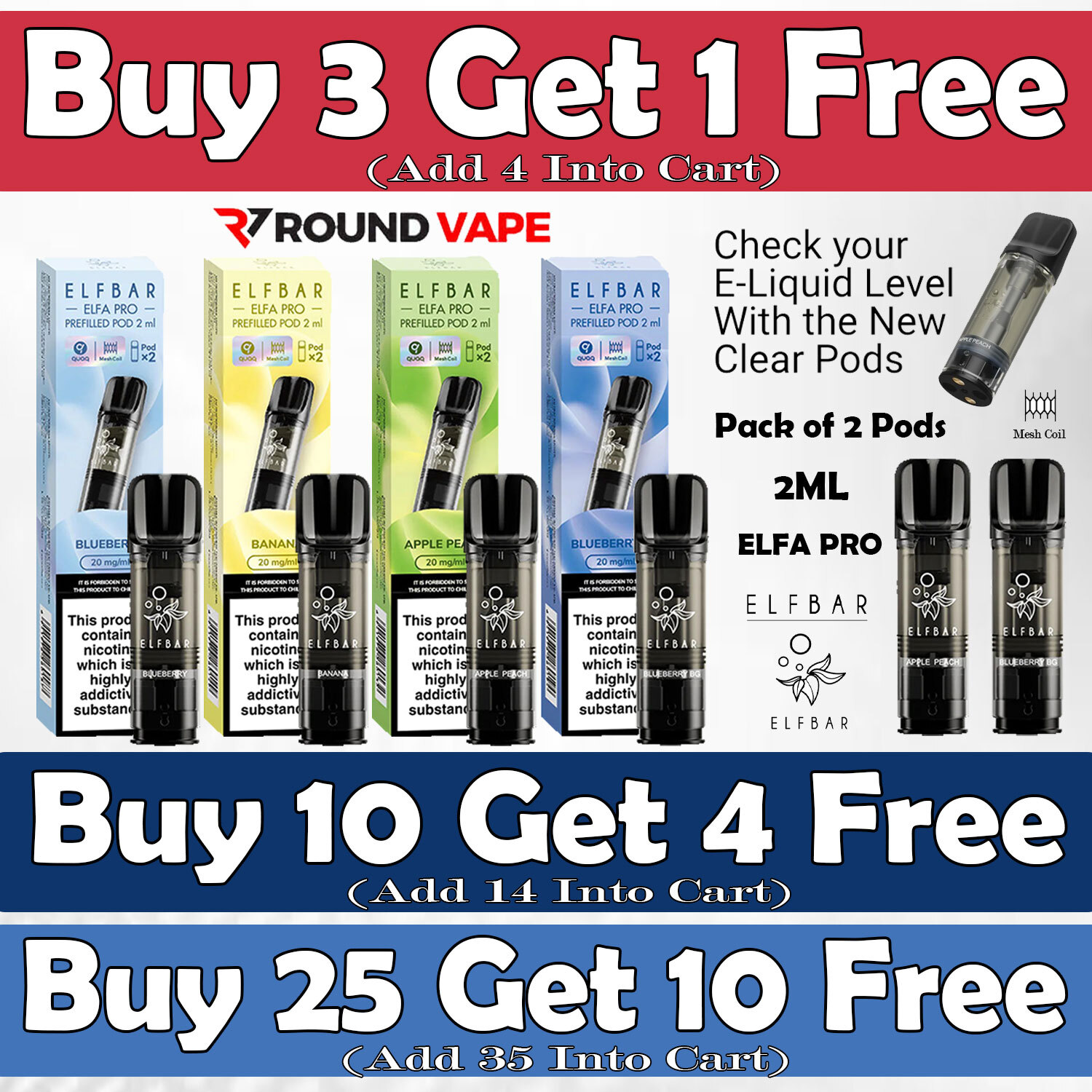 Elf Bar | Elfa Pro Pods | Pre-refilled Pods | 20mg | 2 Pods |Buy 10 Get ...