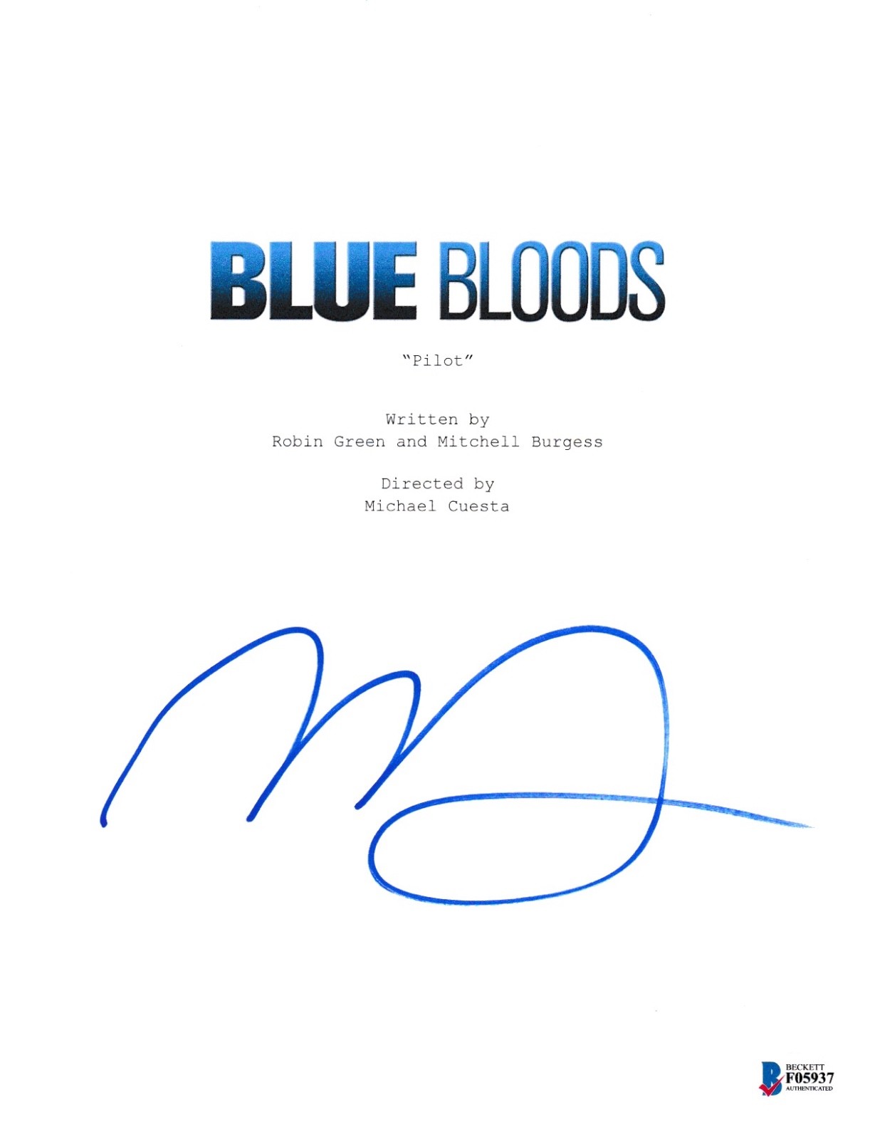 MICHAEL CUESTO SIGNED BLUE BLOODS PILOT SCRIPT BECKETT BAS AUTOGRAPH ...