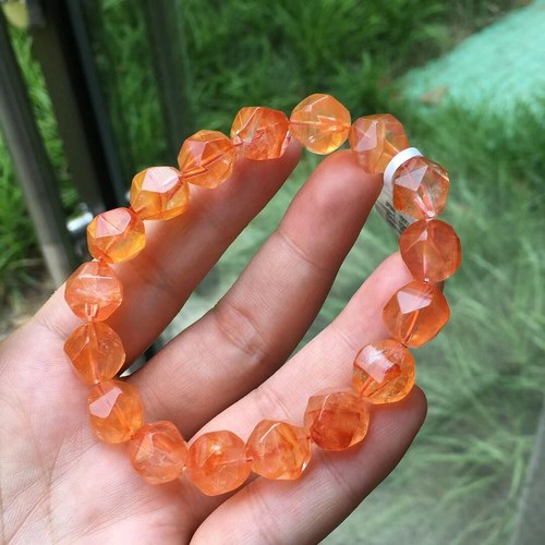 11mm Natural Clear Quartz Red Phantom Crystal Gemstone Beads Bracelet ...