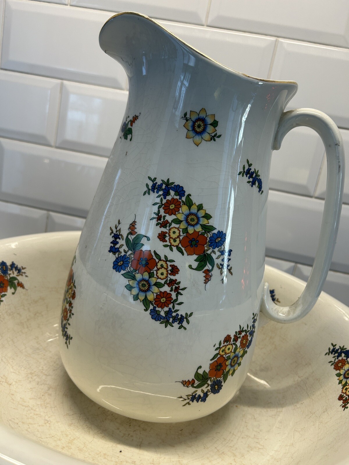 Rare Antique Wash Jug And Bowl Empire ware Antique | eBay UK