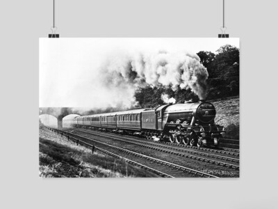 FLYING SCOTSMAN TRAIN POSTER VINTAGE ICONIC PRINT BLACK AND WHITE A3 A4 ...