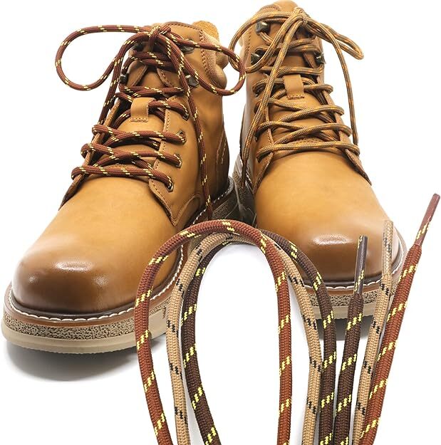 2 Pairs Heavy Duty Round Hiking Boot Laces Durable All-Weather Work ...