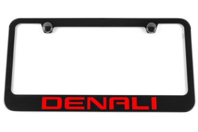 Denali Red Engraved Black Plated License Plate Frame - Made In USA In ...