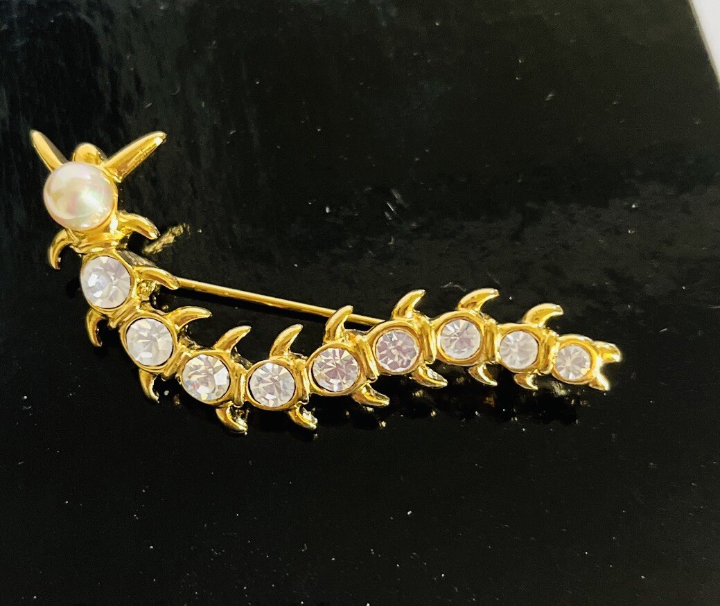 Signed Centipede Caterpillar Pearl & Austrian Crystal… - Gem