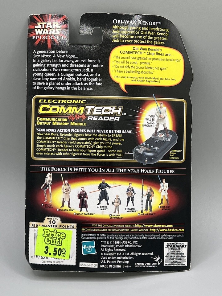 1998 Star Wars Episode 1 Obi-Wan Kenobi Hasbro CommTech Talking Action ...