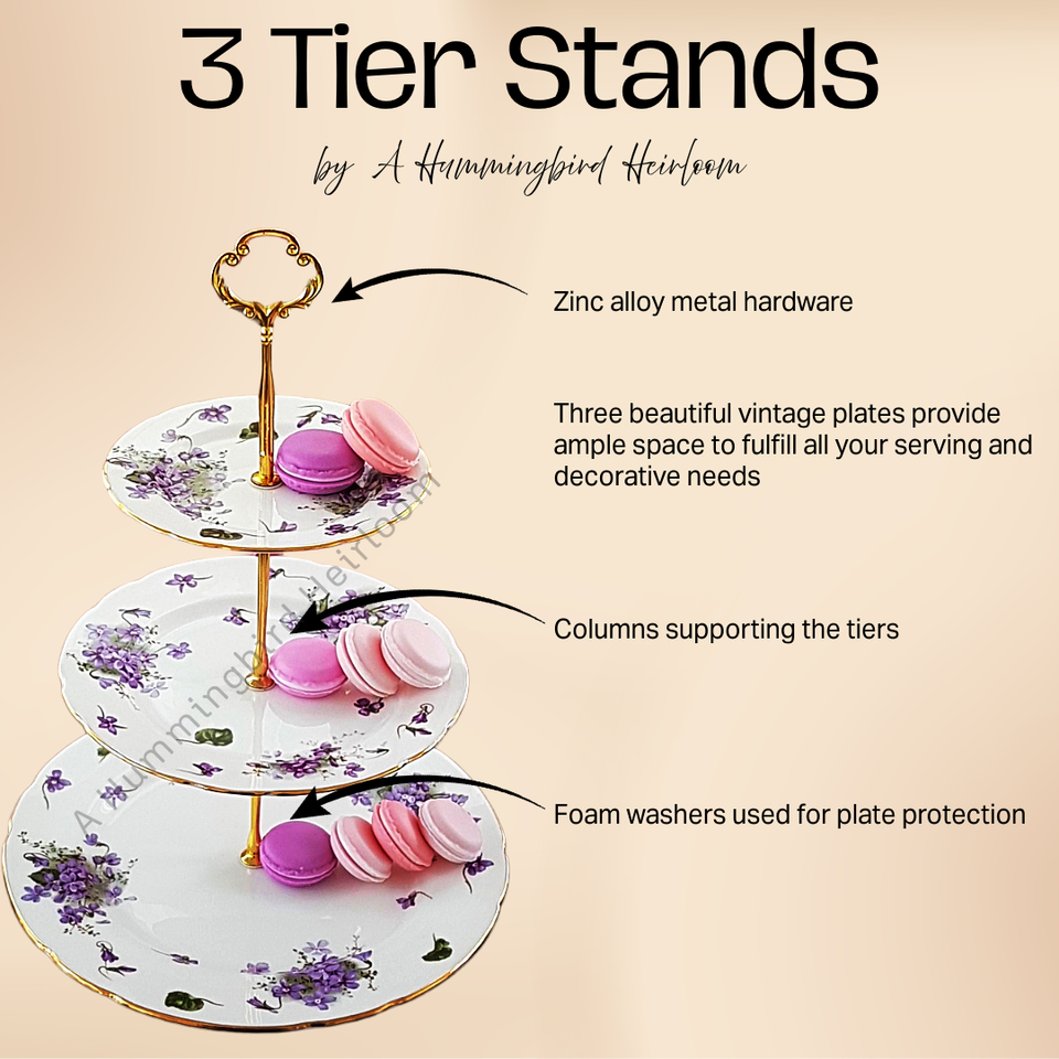 Handmade 3-Tier Bone China Cake Stand Tea Party Dessert Server Unique ...