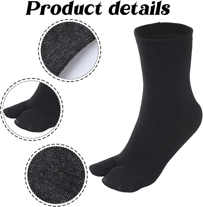 4 Pairs Tabi Split Toe Flip Flop Socks for Men Women Low-Cut Stretch ...