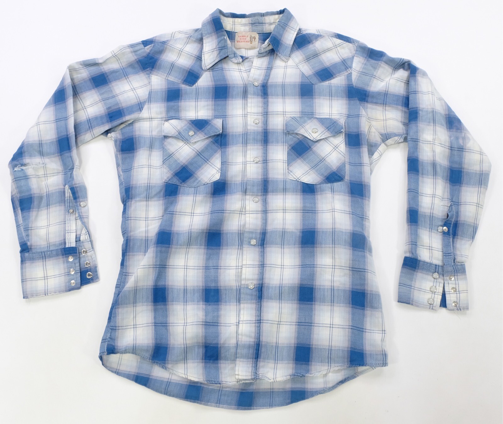 Rare VTG SADDLE KING WESTERN Checkered Plaid Casual B… - Gem