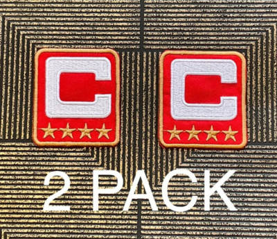 Captains Patch NFL style American Football White and Gold on Red. 2 ...