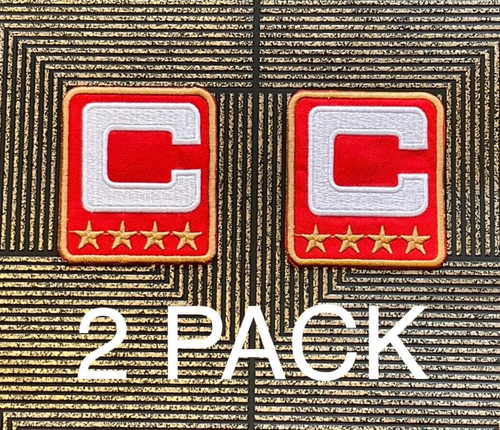 Captains Patch Sports NFL style American Football White and Gold on Red ...