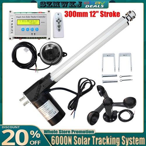 Single Axis Solar Tracker: 12" 6000N Linear Actuator &LCD Controller &Anemometer | eBay