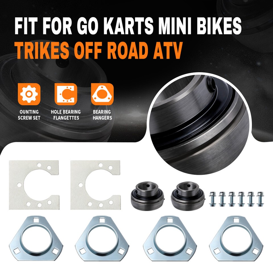 1" Go-Kart Live Axle Bearing Kit Bearing Kit (3-Hole) Kit Fit Go Kart ...