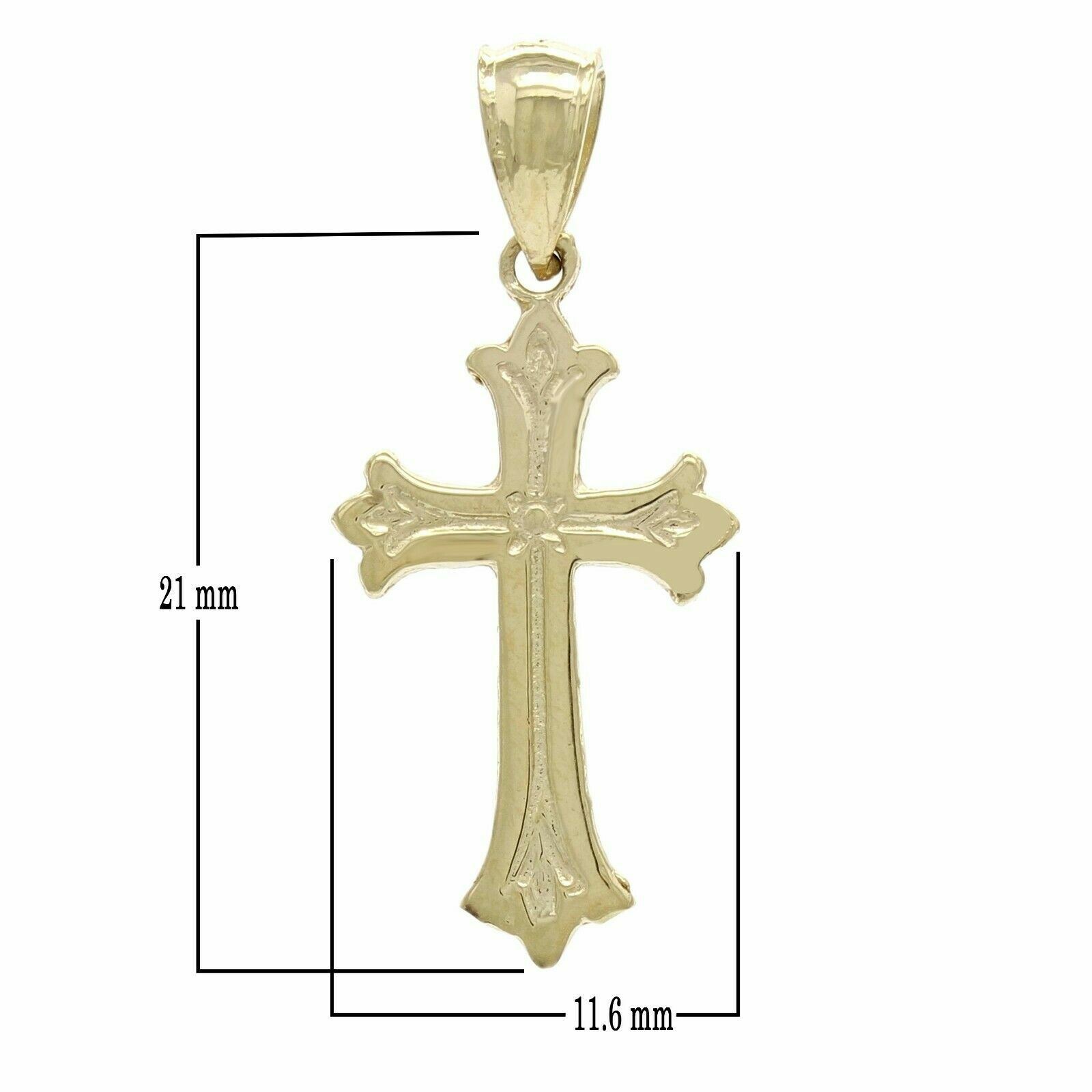 14k Yellow Gold Small Christian Cross Religious Charm Pendant 1.3 grams ...