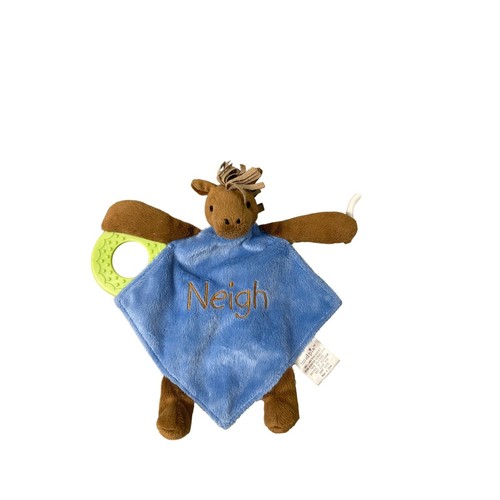 Mudpie Horse 9" Mini Lovey Rattle Teether Toy Blue Neigh | eBay