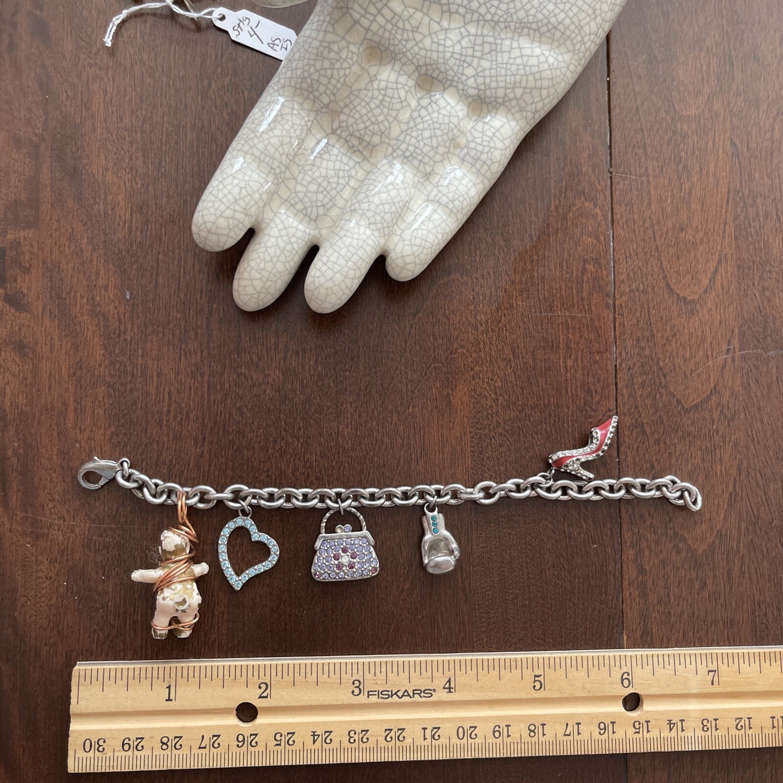 STRANGE CREEPY Vintage Bracelet BIG CHUNKY DANGLES G… - Gem