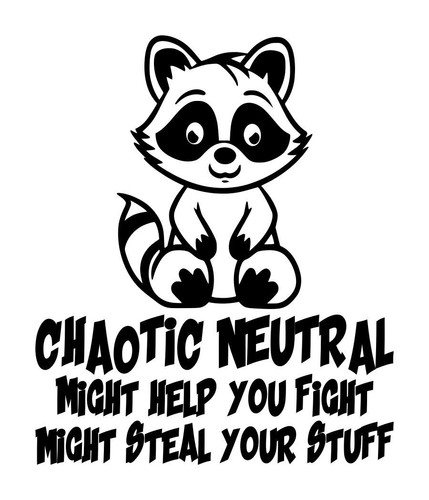 Chaotic Neutral Raccoon Decal #1 5"x6" Choose Color | eBay