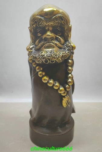 9.6'' Old Bronze Gilt Rohan lohan Arhat Damo Bodhidharma Dharma Buddha ...