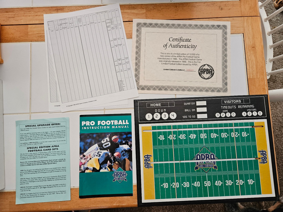 APBA Pro Football Limited Edition Game 1994-95 Playoff Teams Complete ...