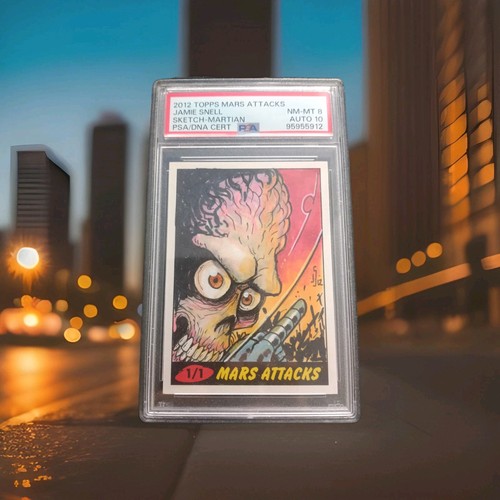 2012 Topps 1/1 MARS ATTACKS MARTIAN SKETCH PSA 8 AUTO 10 | eBay