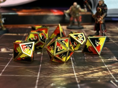 Dudley's Armoury - Tri Colour Jester Infernal Metal Dice Set | eBay