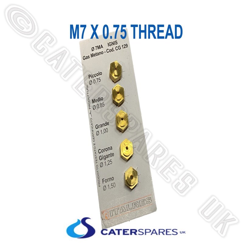 IGNIS BURNER INJECTOR JET KIT SET OF 5 x NATURAL GAS NOZZLES M7 x 0.75 ...