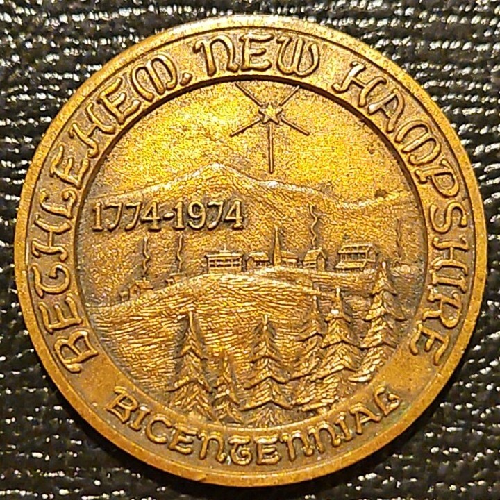 1974 BETHLEHEM NEW HAMPSHIRE BICENTENNIAL MEDAL COIN TOKEN GRANTED ...