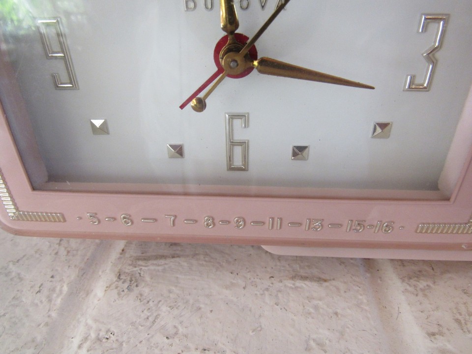 1950's Bulova Model 100 Clock Pink/Gold Tube AM Retro MCM | eBay