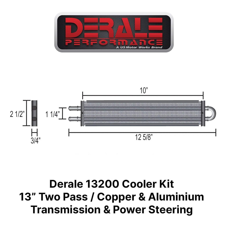 Derale 13200 13" Power Steering & Transmission Cooler Kit 2 Pass Series ...