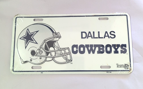 VINTAGE DALLAS COWBOYS EMBOSSED METAL TEAM NFL LICENSE PLATE | eBay