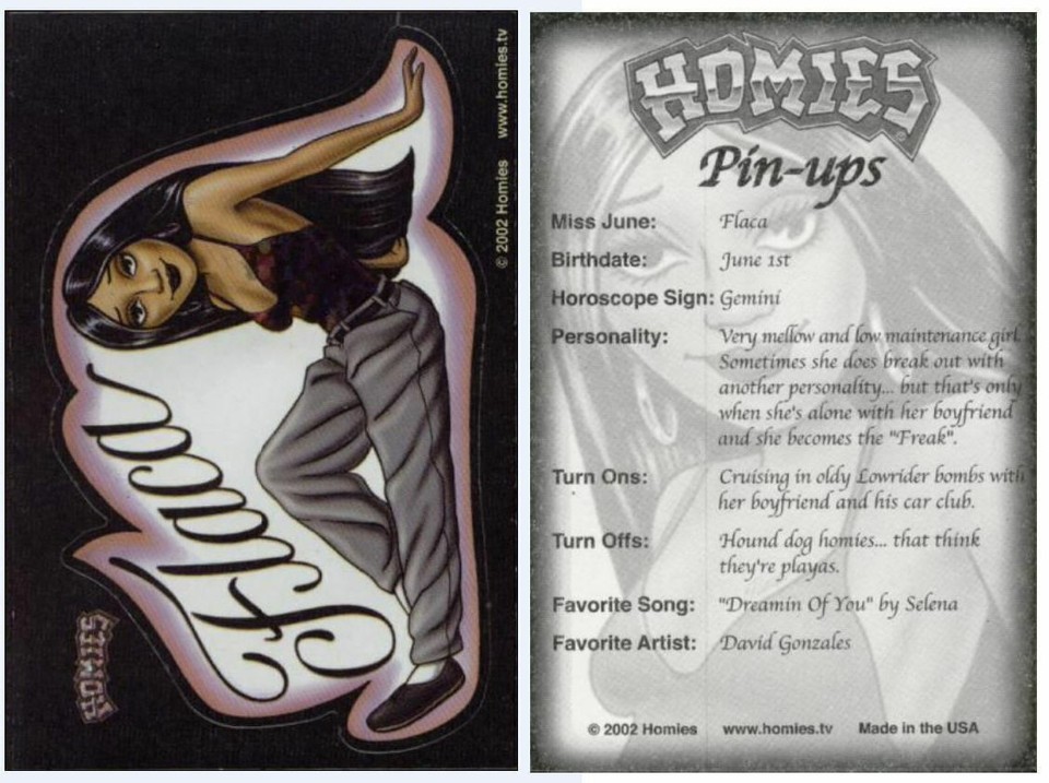HOMIES STICKERS PINUP GIRLS 2002 DAVID GONZALES NEW VENDING MACHINE YOU ...
